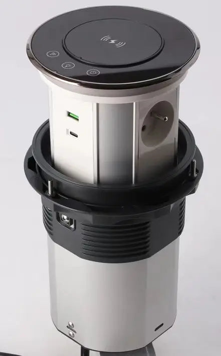 Pop-up socket Black | Glass Design | Automatic | USB/USB-C | France